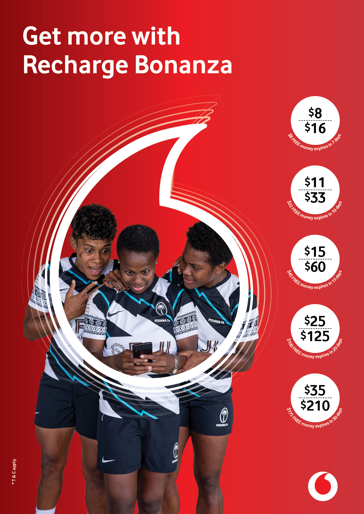 Vodafone Fiji - Vodafone Recharge Bonanza - $7, $8, $11, $15